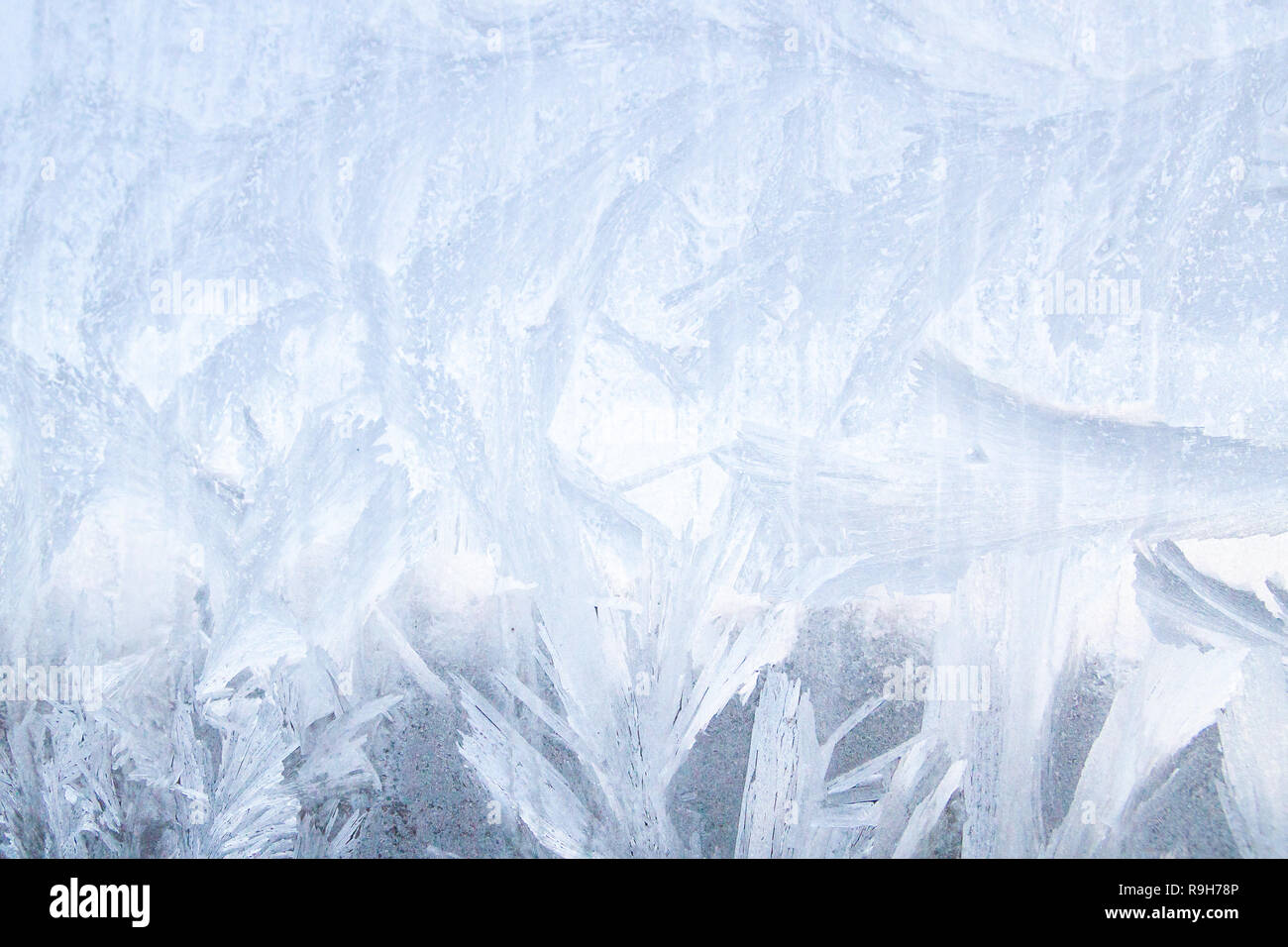 Frosty patterns on a frozen ice box in the early morning Stock Photo ...