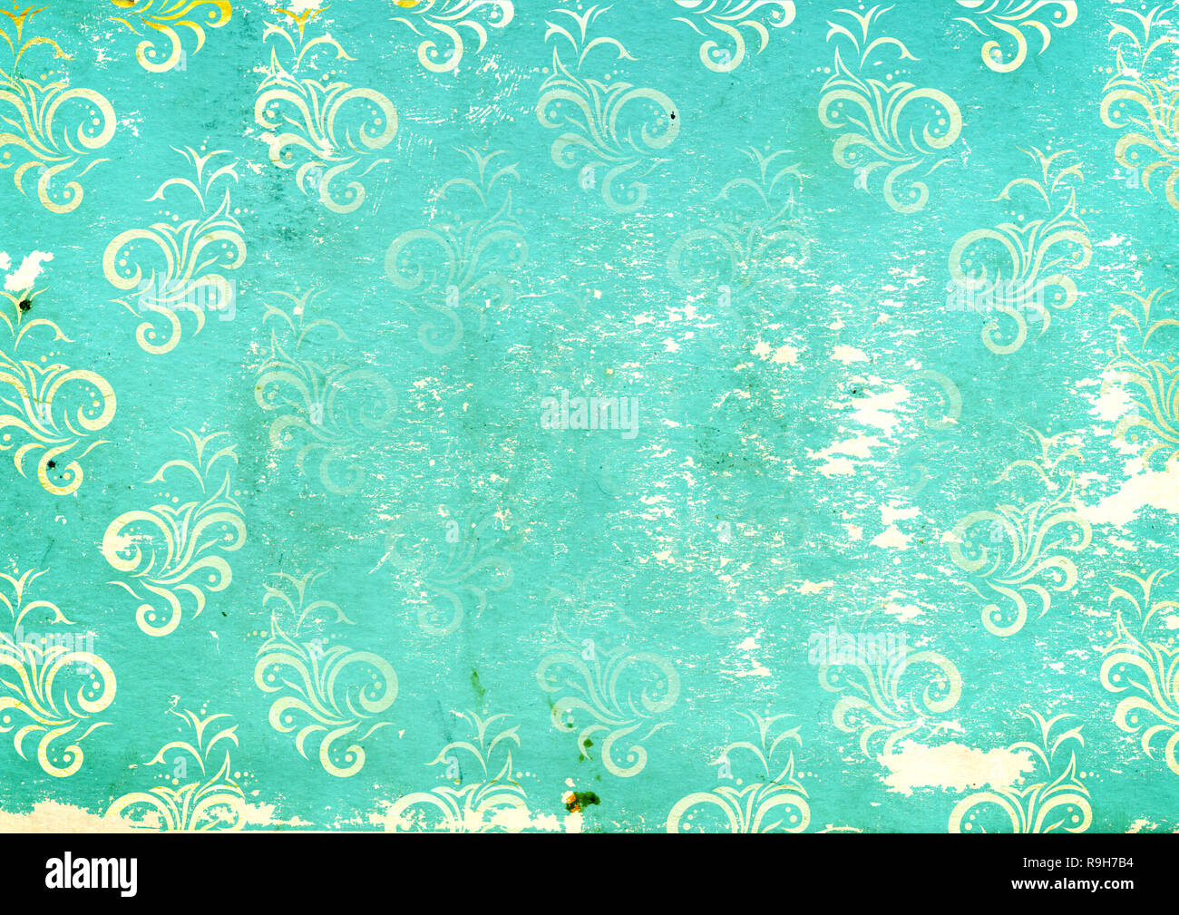 Paper texture of blue color with floral decor Stock Photo - Alamy
