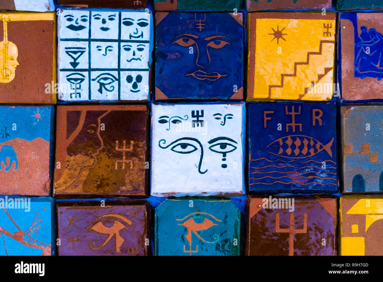 Beautiful handmade tiles of the blue media in Chefchaouen in Morocco ...