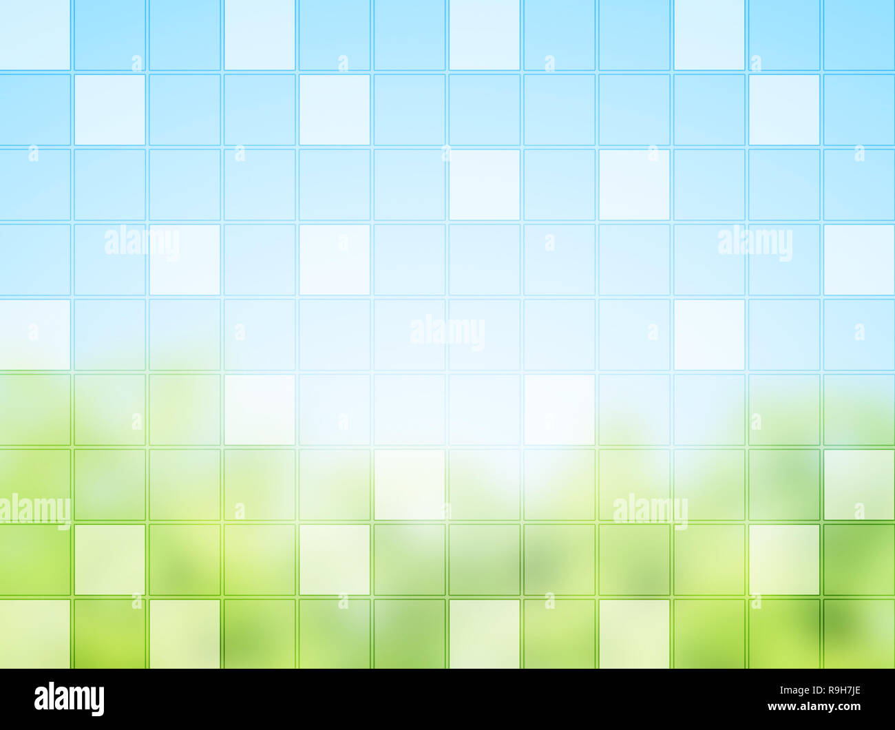 Abstract background with square tiles of blue and green color Stock ...