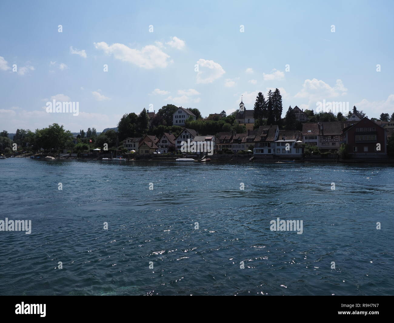 Amazing Rhine River in european STEIN am RHEIN town in SWITZERLAND ...