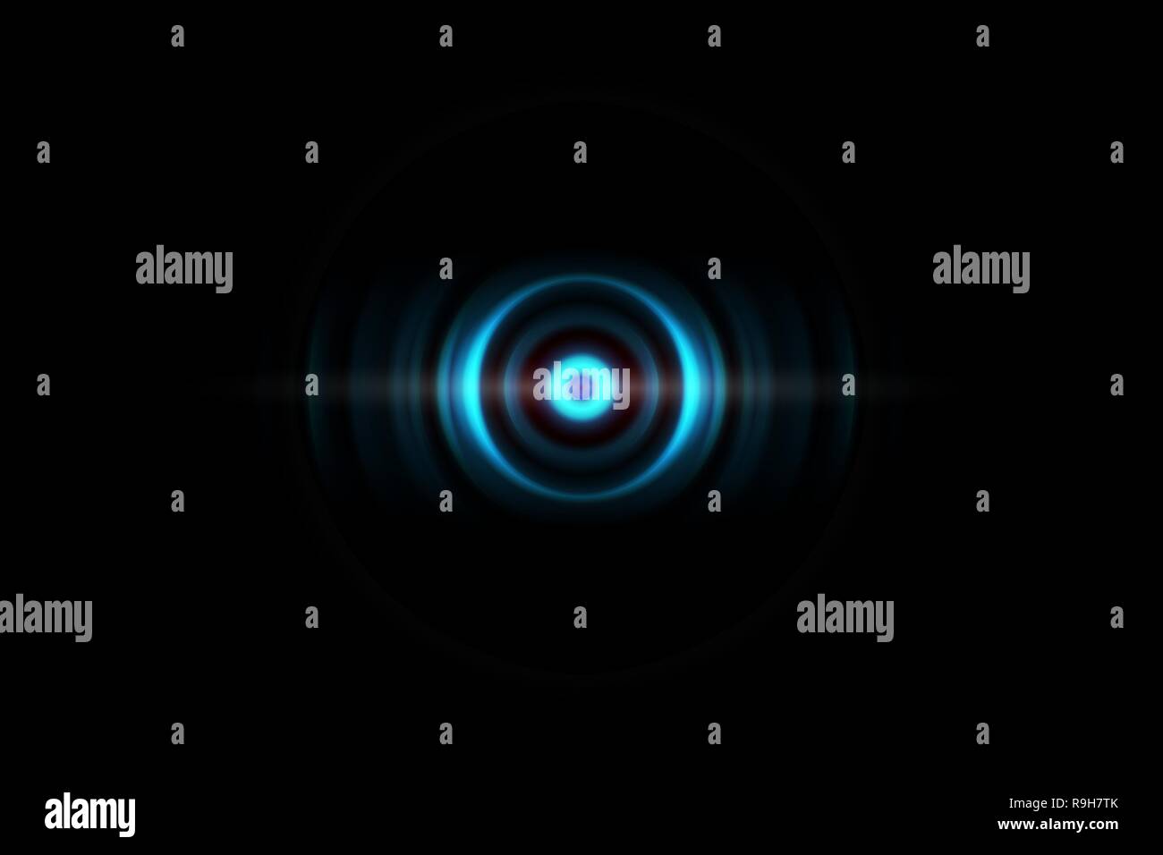 Abstract eye blue light effect with sound waves oscillating background ...