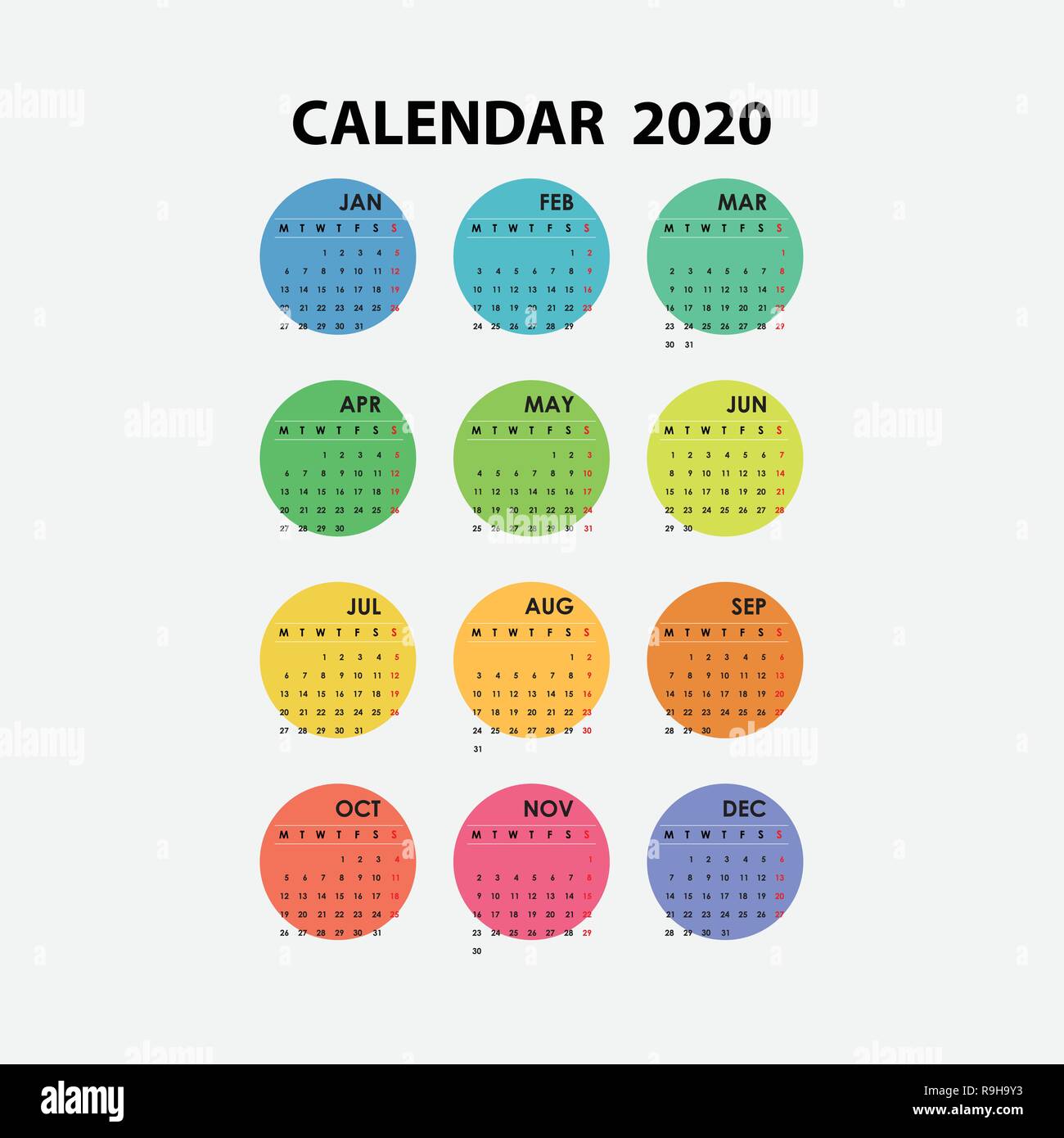 2020 Calendar Template.Calendar 2020 Set of 12 Months.Yearly calendar ... 2020 Calendar Template.Calendar 2020 Set of 12 Months.Yearly calendar ...