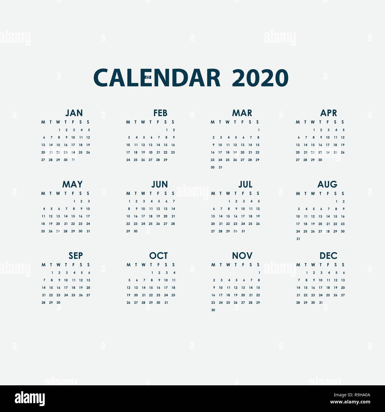 2020 Calendar Template.Calendar 2020 Set of 12 Months.Yearly calendar ... 2020 Calendar Template.Calendar 2020 Set of 12 Months.Yearly calendar ...