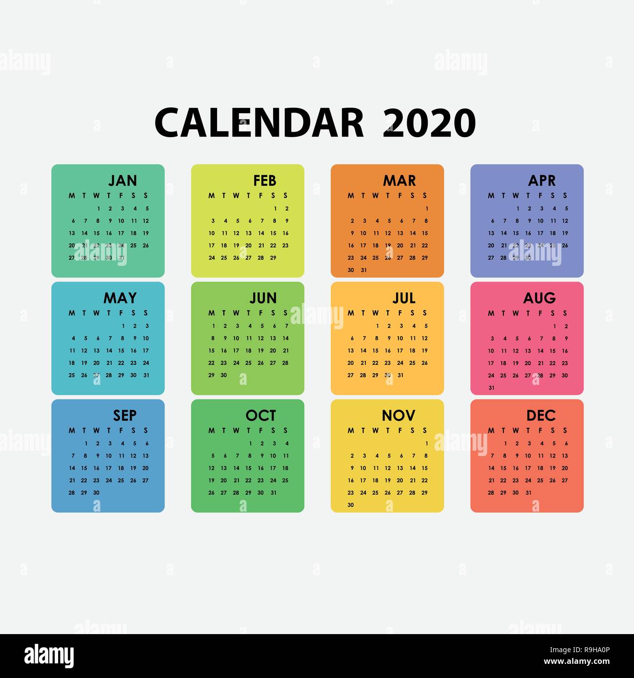 2020 Calendar Template.Calendar 2020 Set of 12 Months.Yearly calendar ... 2020 Calendar Template.Calendar 2020 Set of 12 Months.Yearly calendar ...
