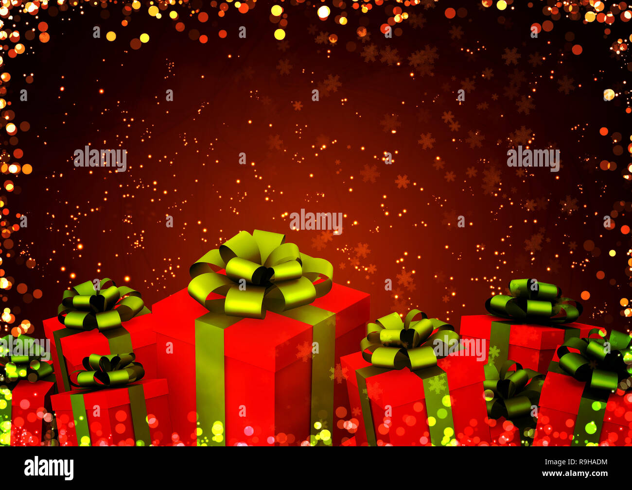 Horizontal background with christmas gifts Stock Photo - Alamy