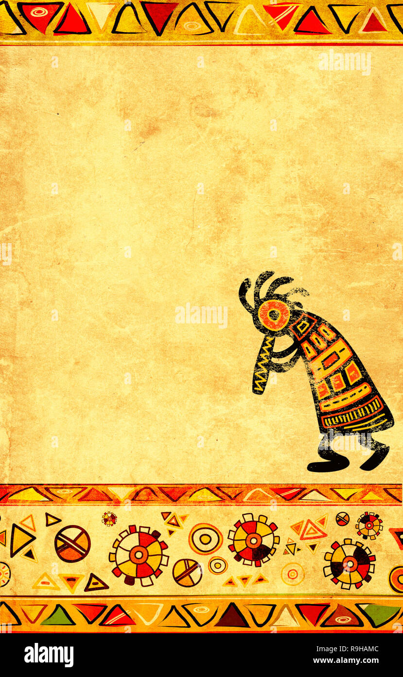 Dancing musician. African traditional patterns Stock Photo - Alamy