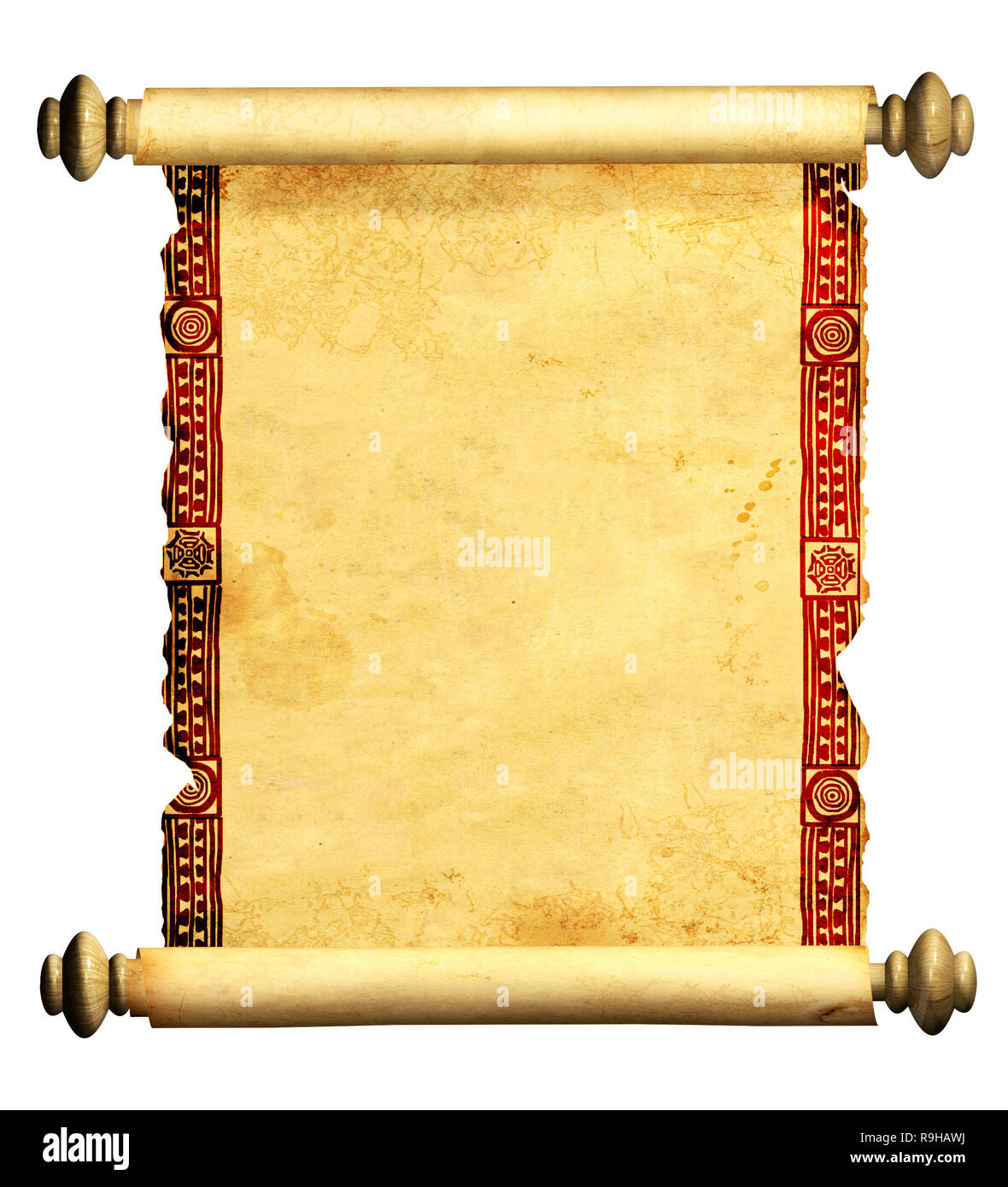 Scroll of old parchment. Object isolated over white Stock Photo - Alamy