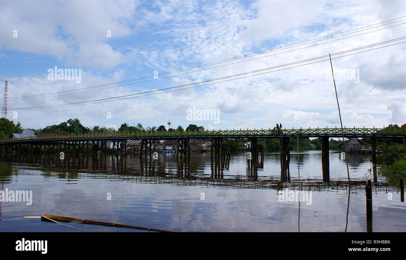 Garatak Sabo Old Bridge, Sambas River, West Kalimantan, Indonesia Stock ...