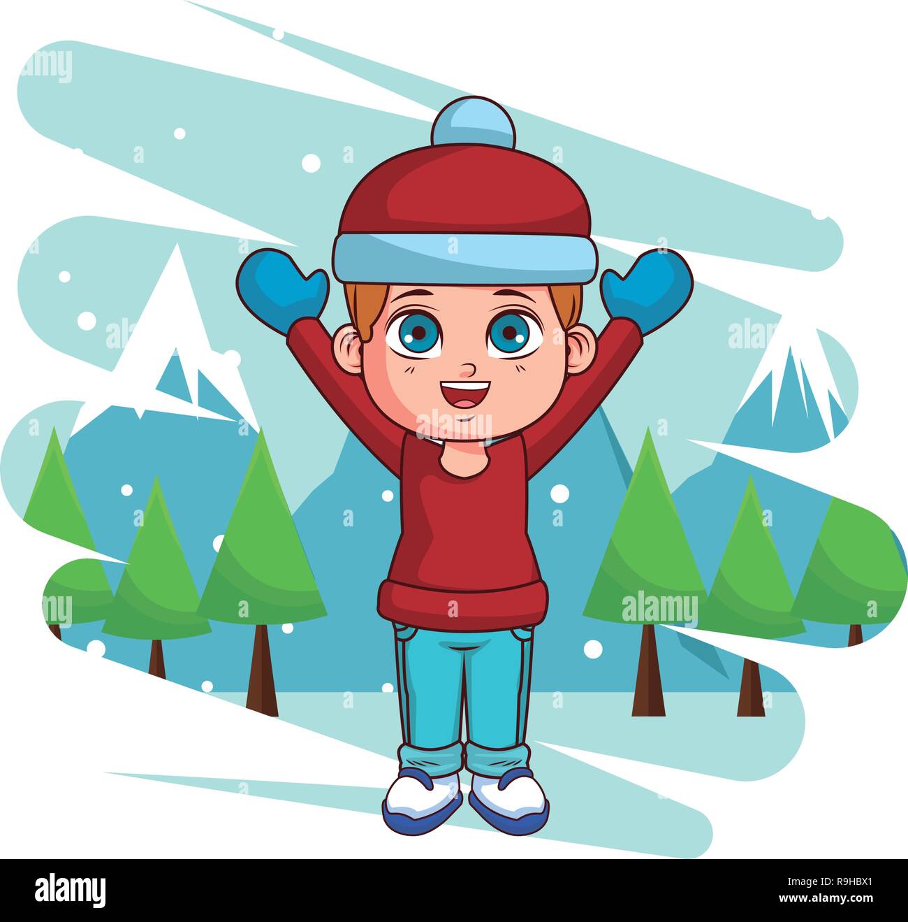 Boy with winter clothes cartoon Stock Vector Image & Art - Alamy