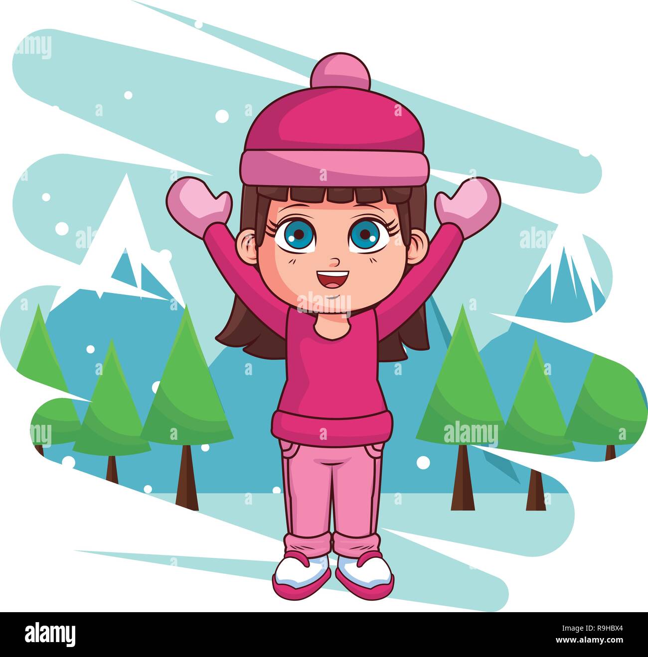 Girl with winter clothes cartoon Stock Vector Image & Art - Alamy