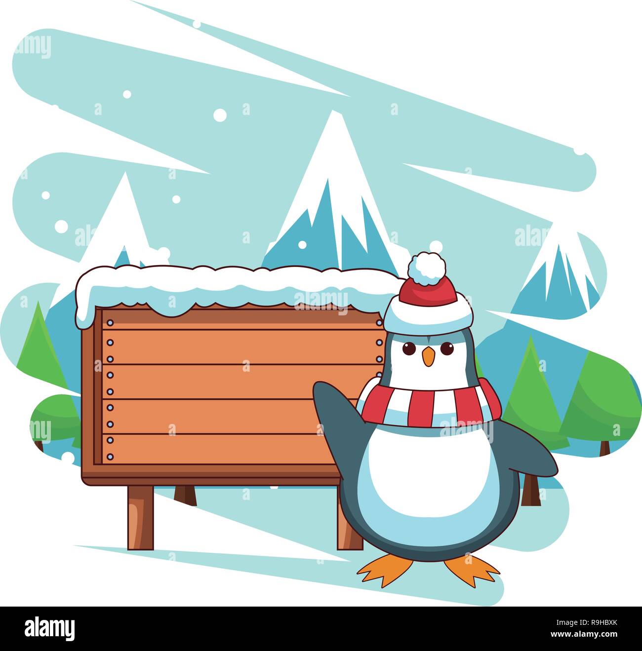 penguin and wooden sign Stock Vector Image & Art - Alamy