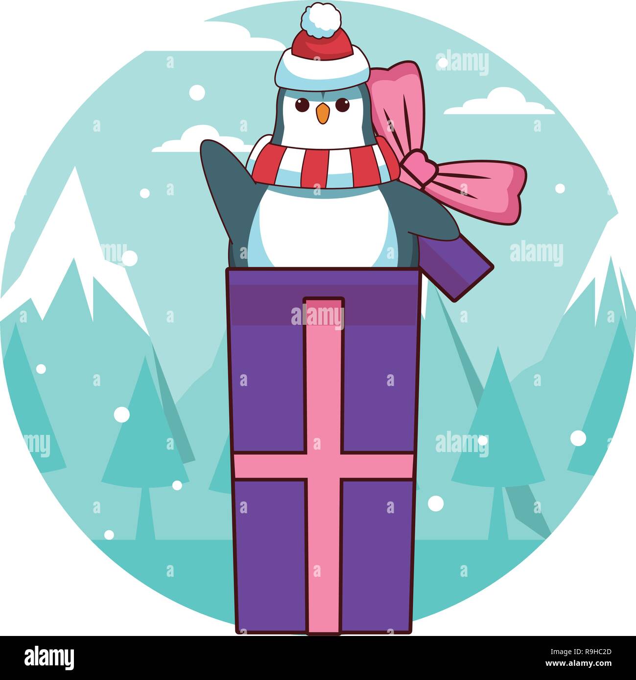 Penguin inside gift box Stock Vector Image & Art - Alamy