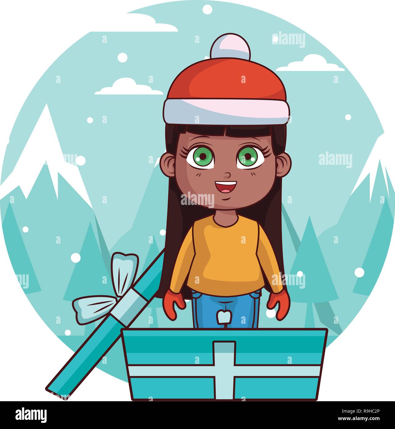 Girl inside box Stock Vector Images - Alamy