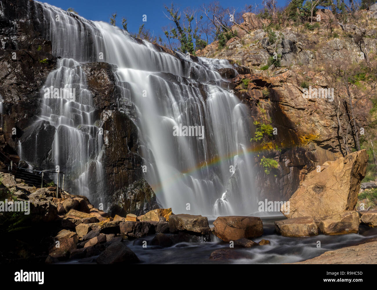 a Rainbow in front of waterfall, Mackenzie Falls, The Grampians ...