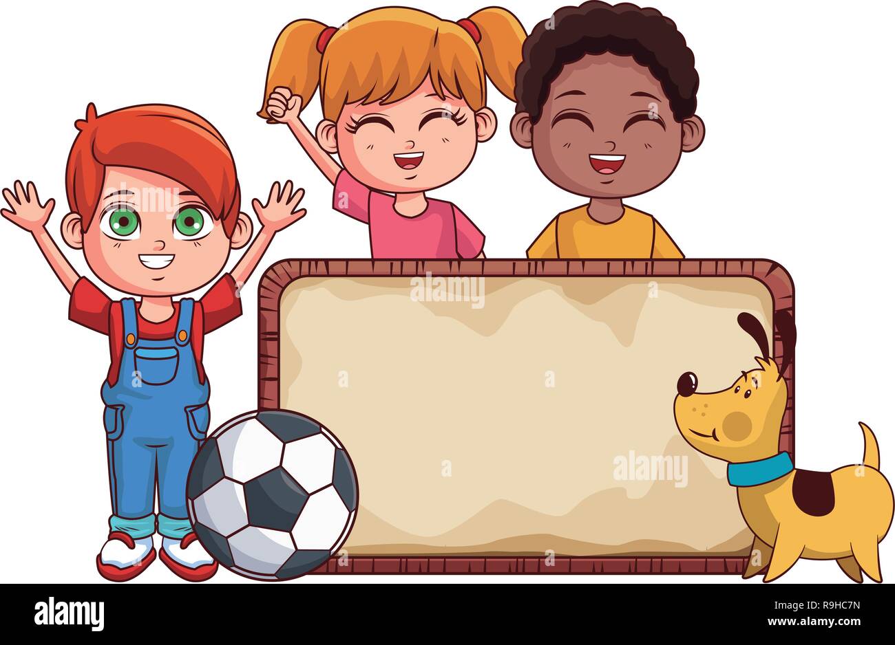 Kids with sign cartoons Stock Vector Image & Art - Alamy