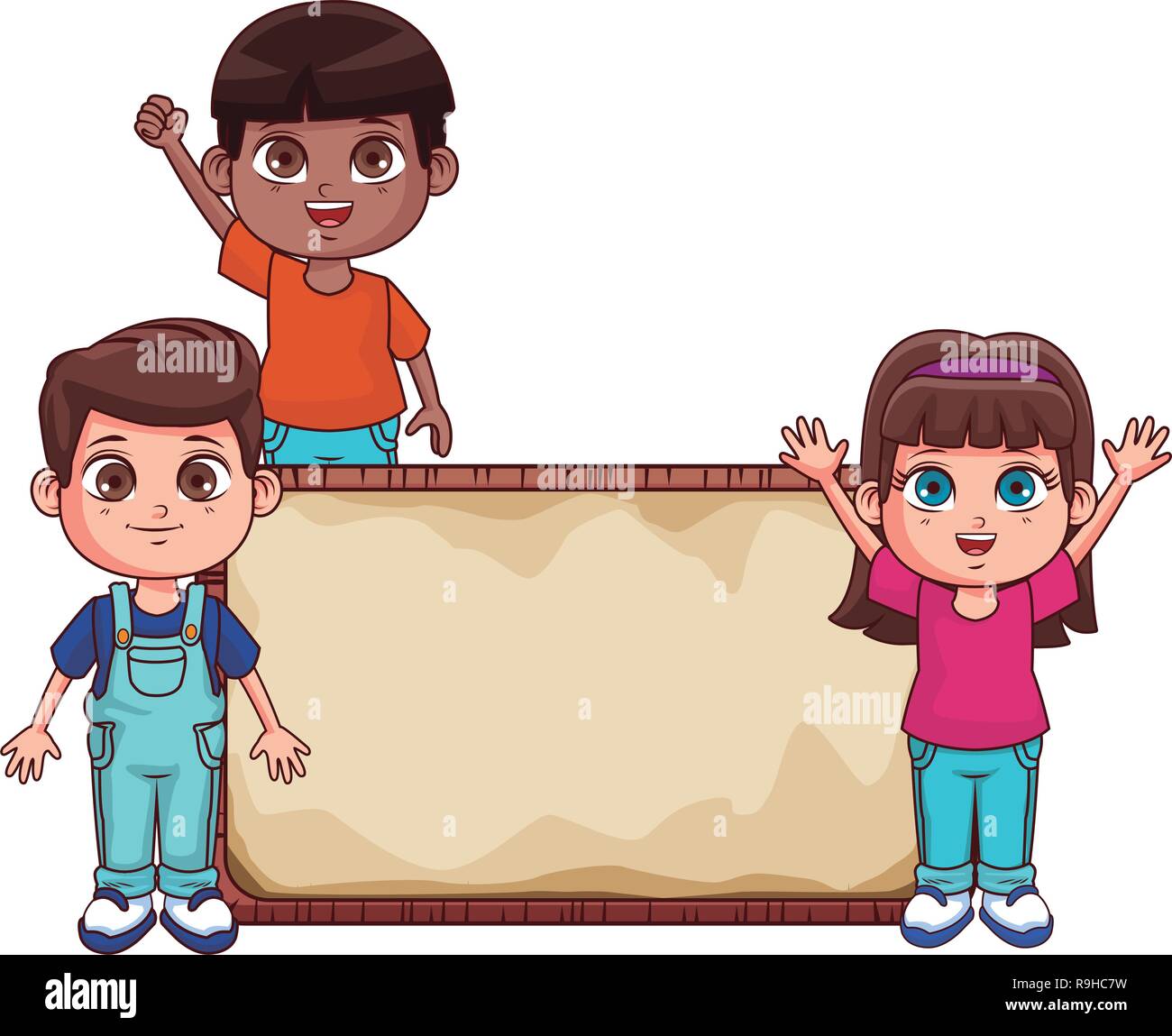 Kids with sign cartoons Stock Vector Image & Art - Alamy