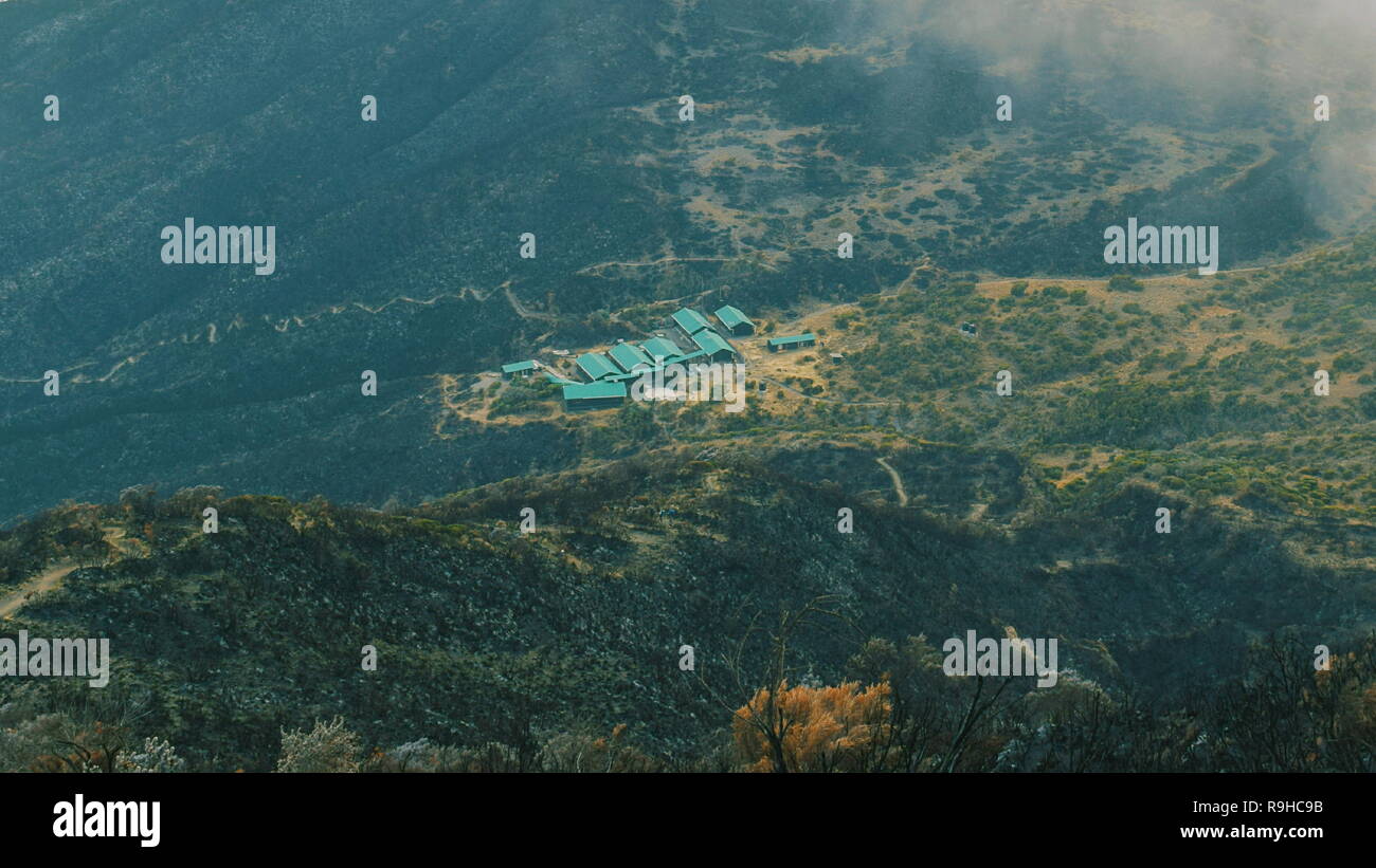Saddle Hut against the Mount Meru, Arusha National Park, Tanzania Stock ...