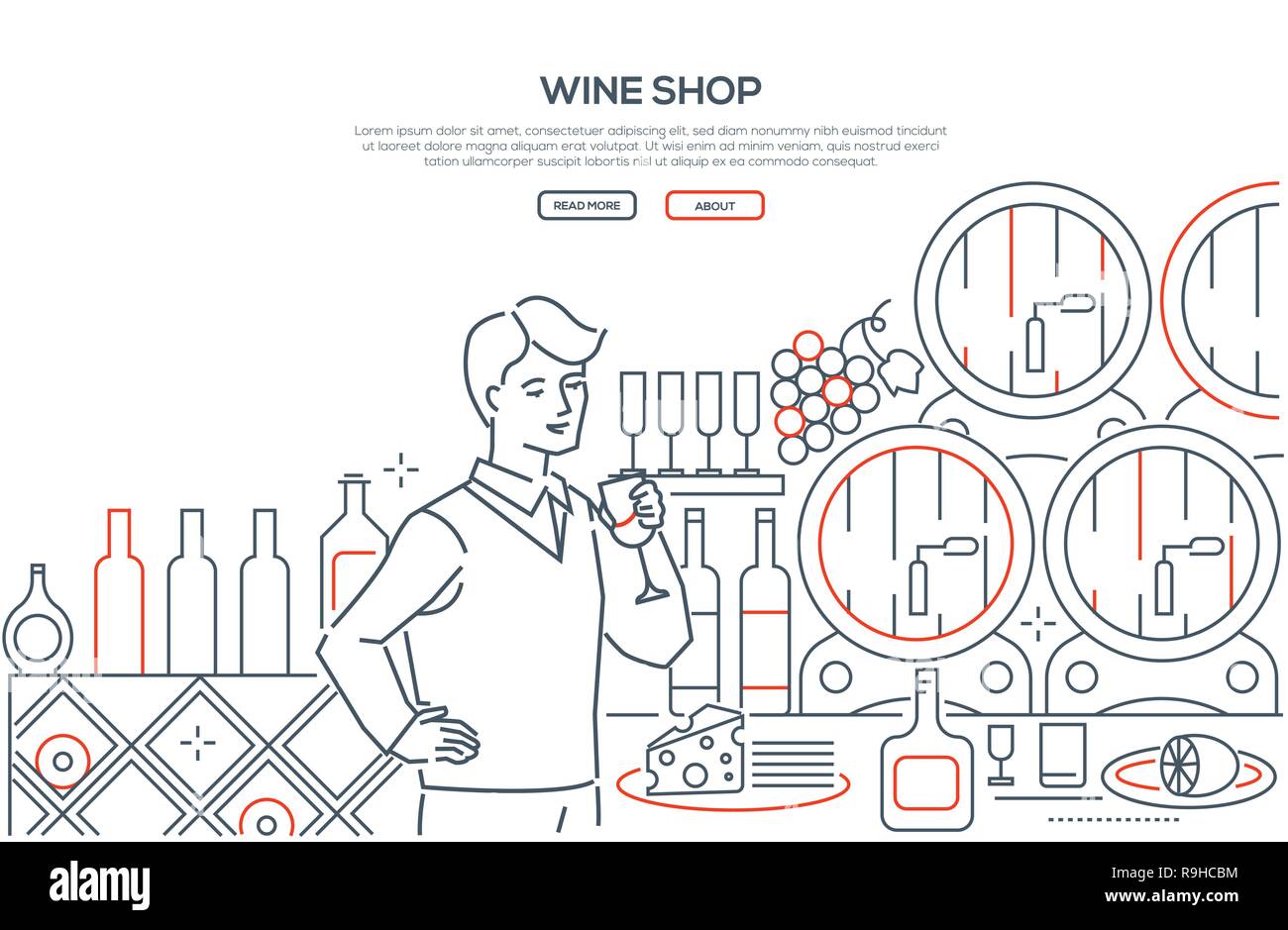 Wine shop - modern line design style web banner Stock Vector Image ...