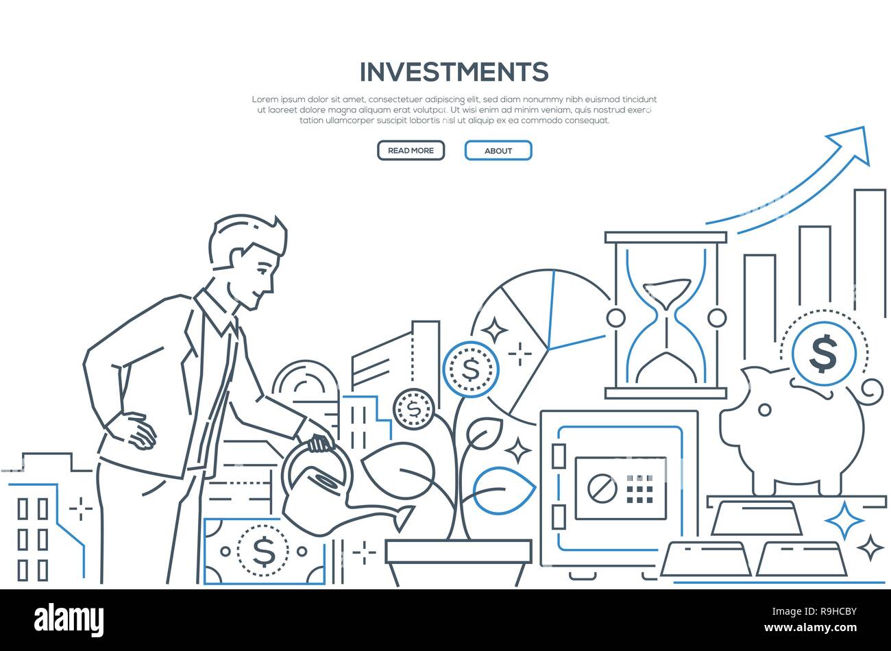 Bank investments vector line hi-res stock photography and images - Alamy