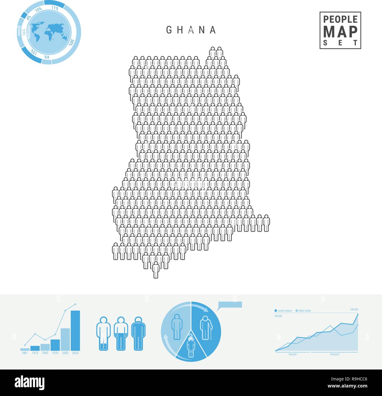 Ghana People Icon Map. People Crowd in the Shape of a Map of Ghana ...