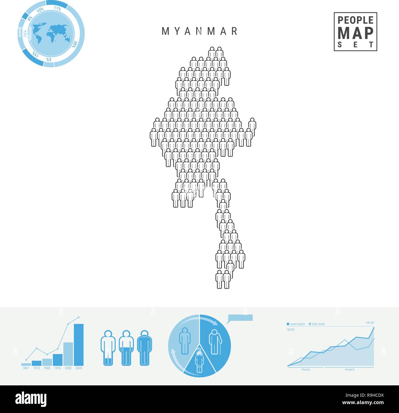 Myanmar People Icon Map. People Crowd in the Shape of a Map of Myanmar ...