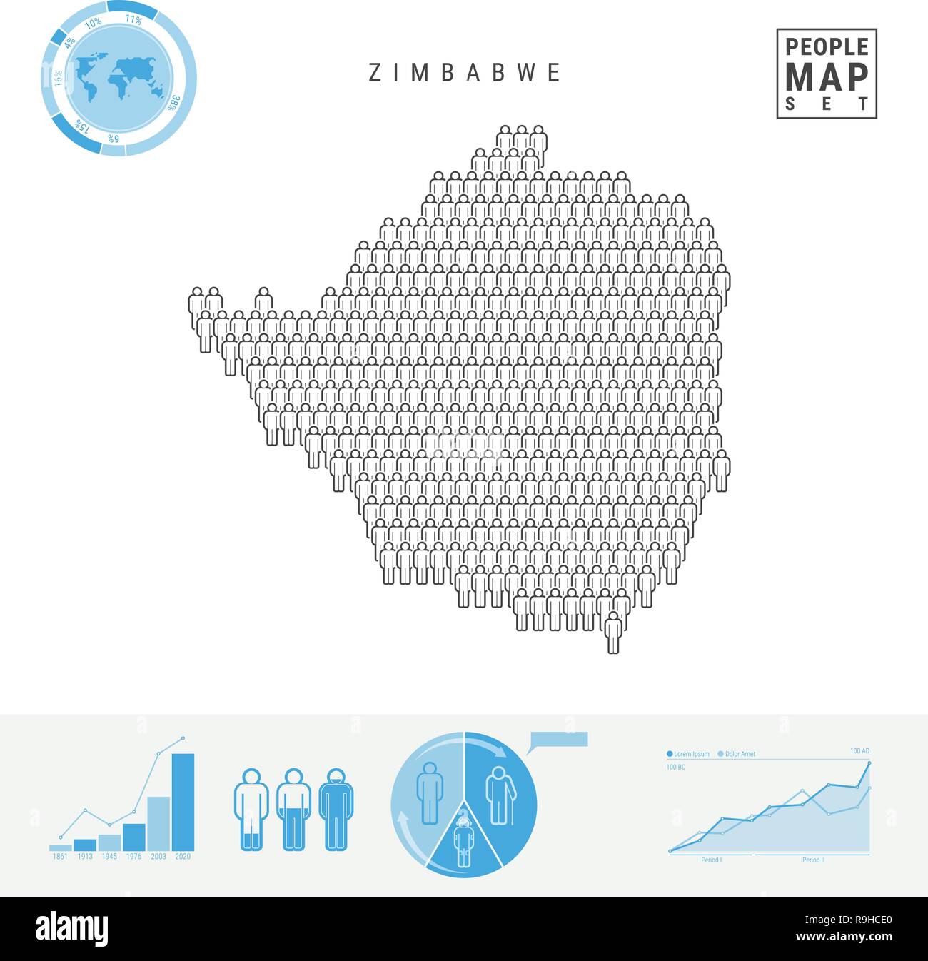 Zimbabwe People Icon Map. People Crowd in the Shape of a Map of ...