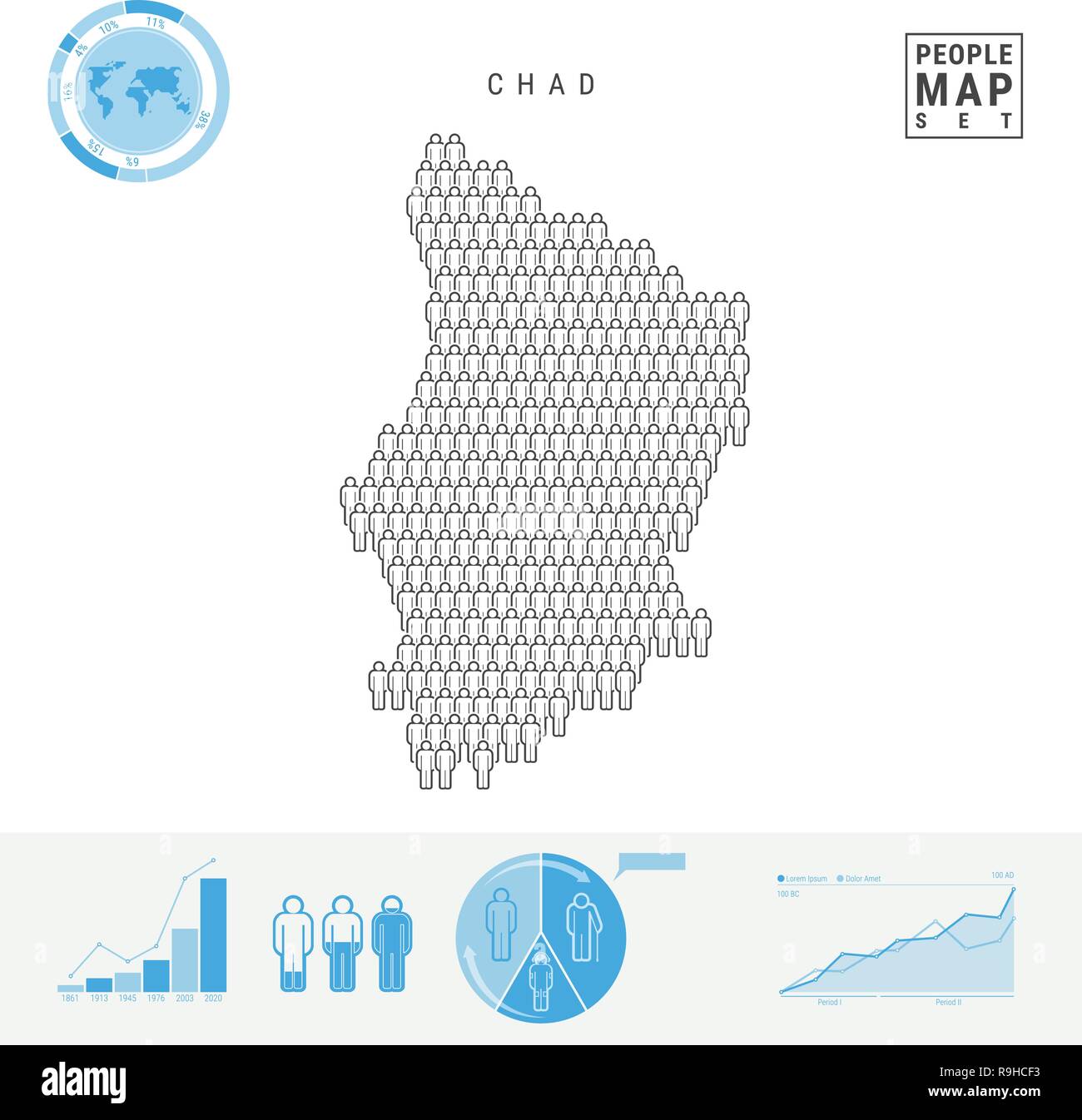 Chad People Icon Map. People Crowd in the Shape of a Map of Chad ...
