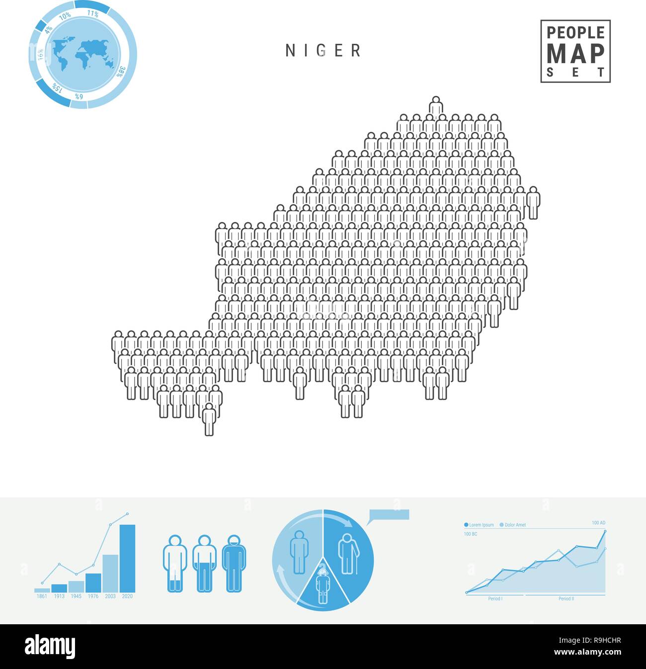 Niger People Icon Map. People Crowd in the Shape of a Map of Niger ...