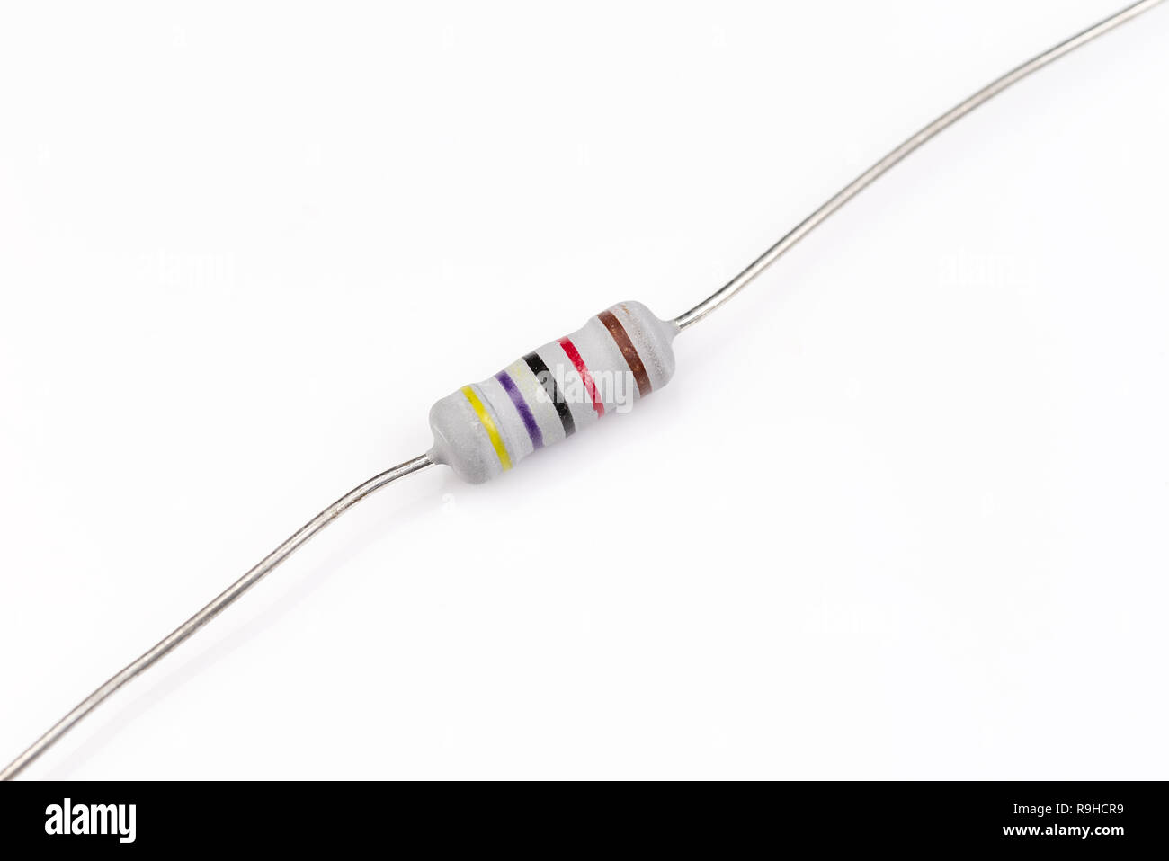 Electrical resistor isolated on a white background with shallow depth ...