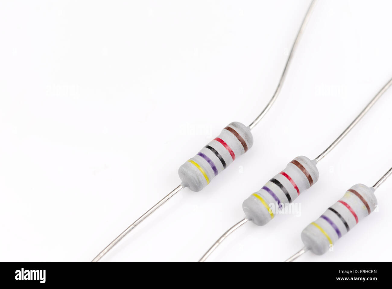 3 three electrical resistors isolated on a white background with ...