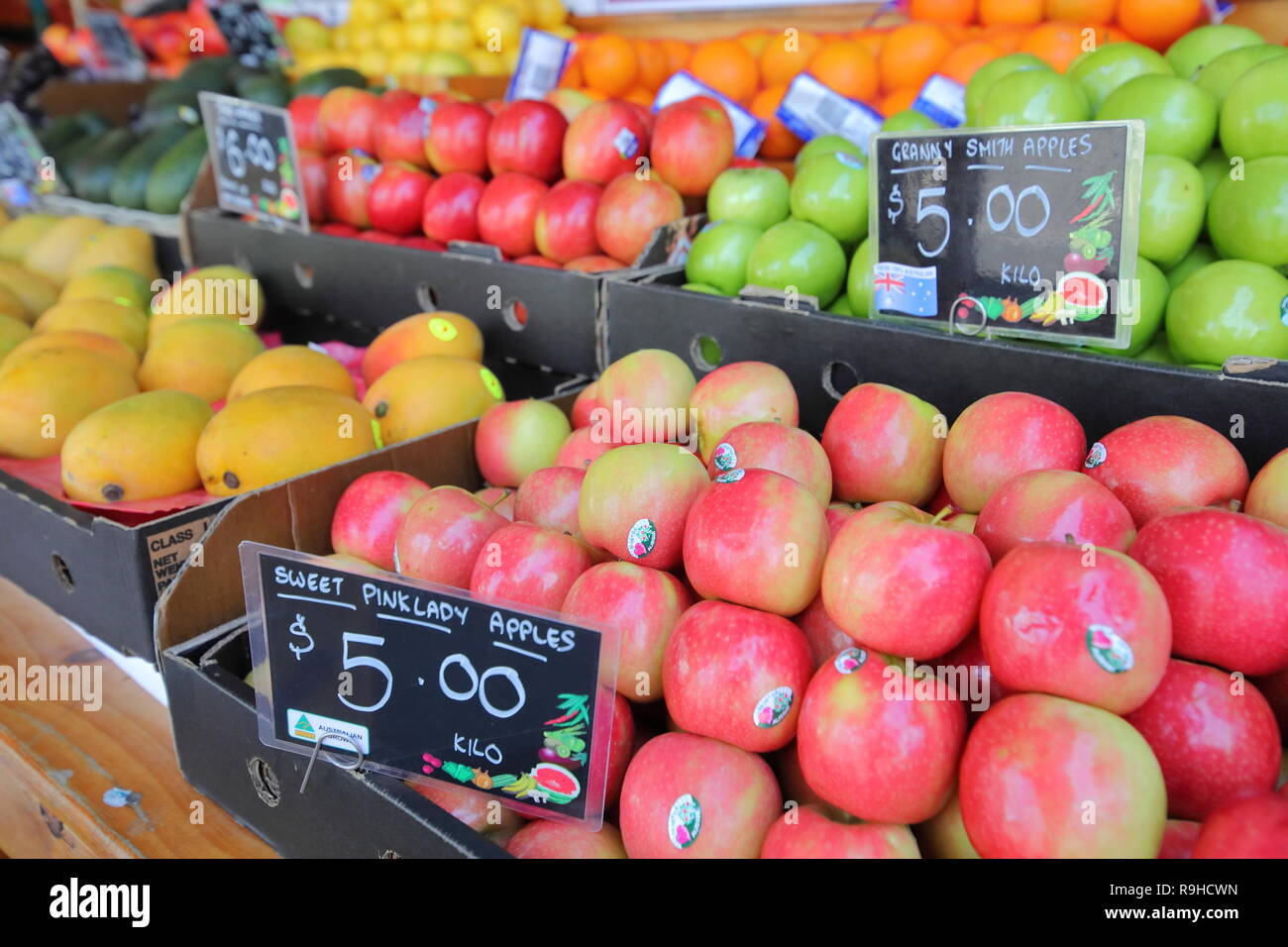 Fruits shop at Queen Victoria market in Melbourne Australia Stock Photo ...