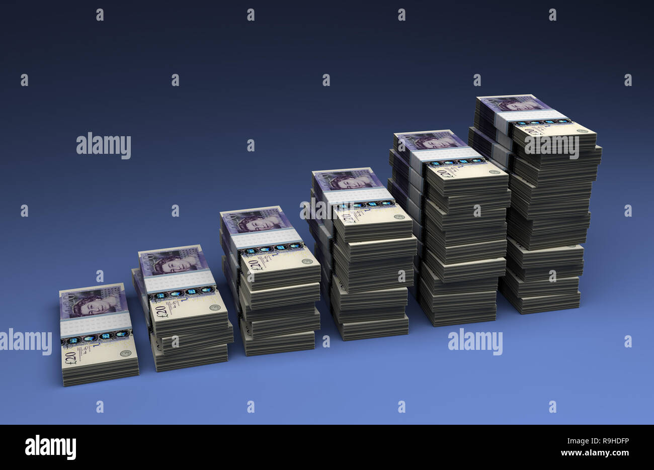English Pound Bar Graph (On blue background Stock Photo - Alamy