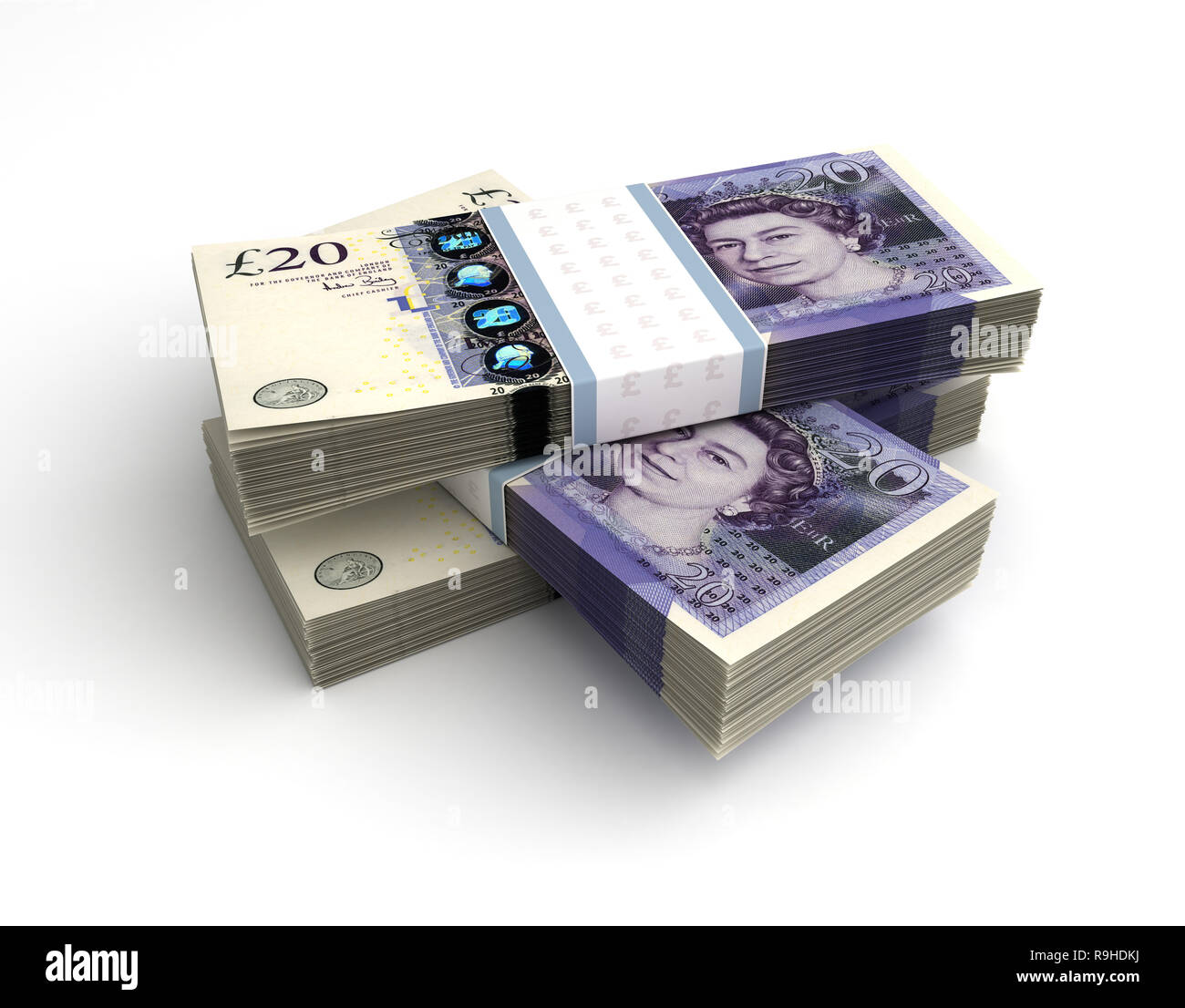 Stack of English Pound (Isolated on white background Stock Photo - Alamy