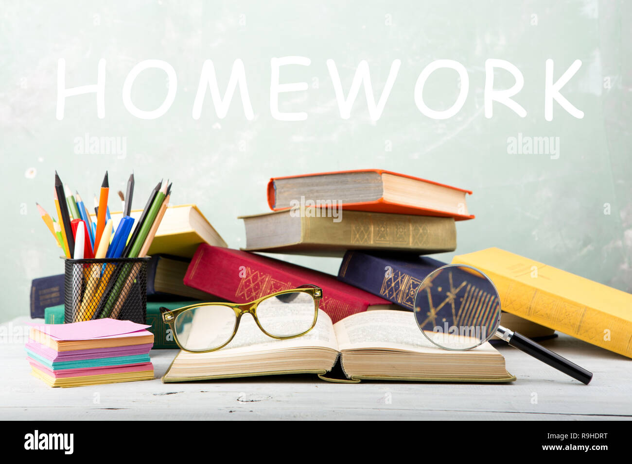 Pile of homework hi-res stock photography and images - Alamy