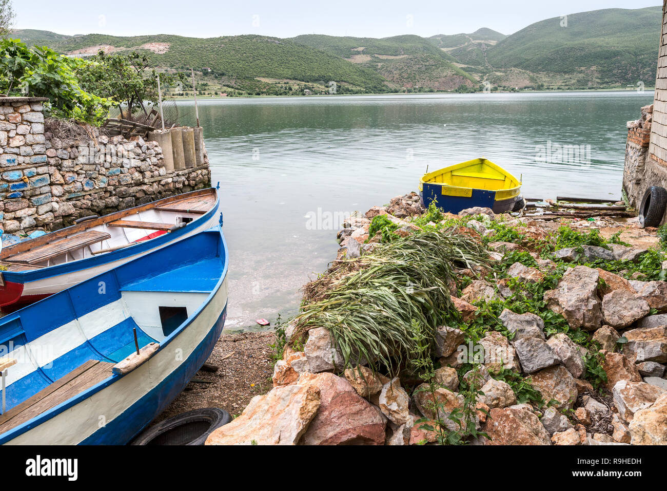 Lin village Lake Ohrid Prespa Albania Stock Photo - Alamy