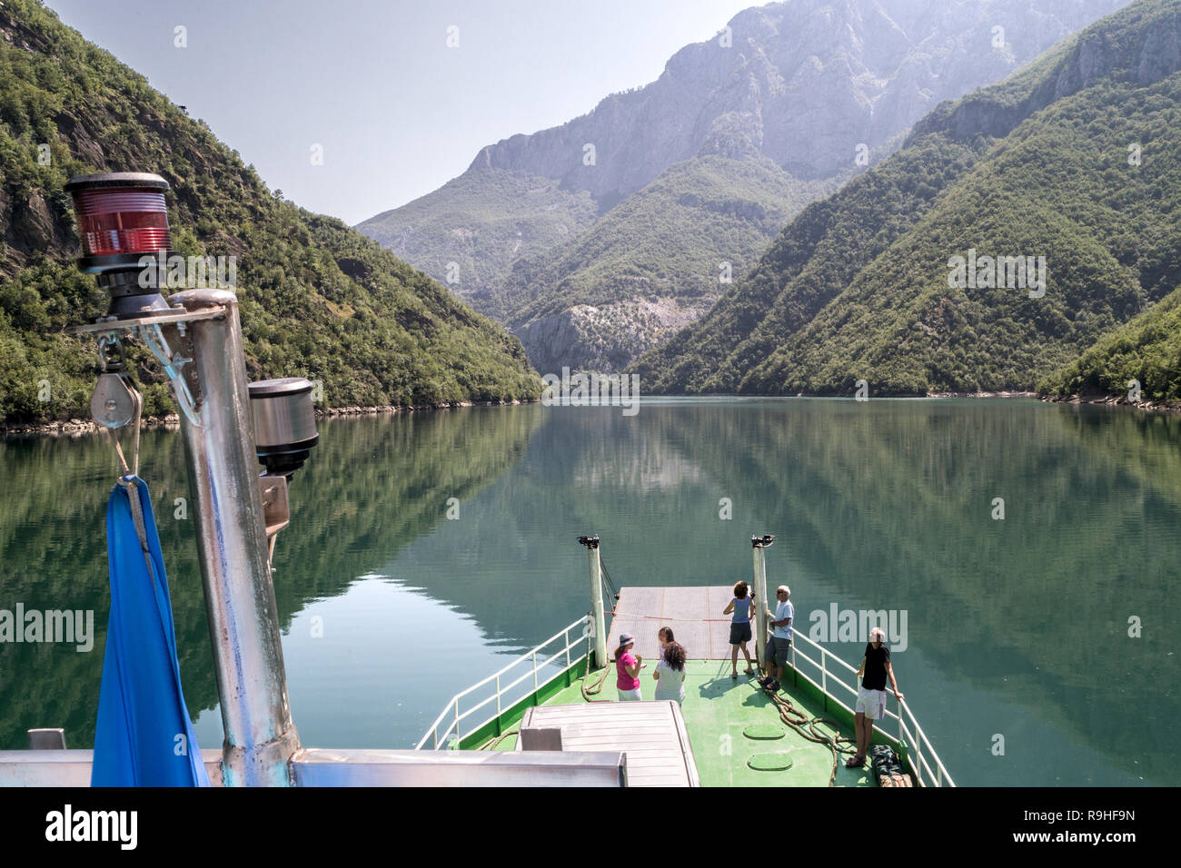 Bow of ferry Views from Lake Koman Ferry, Albania Stock Photo - Alamy