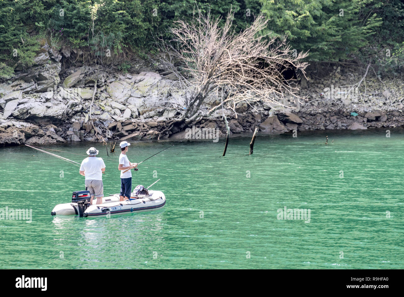 Fishing Views from Lake Koman Ferry, Albania Stock Photo - Alamy