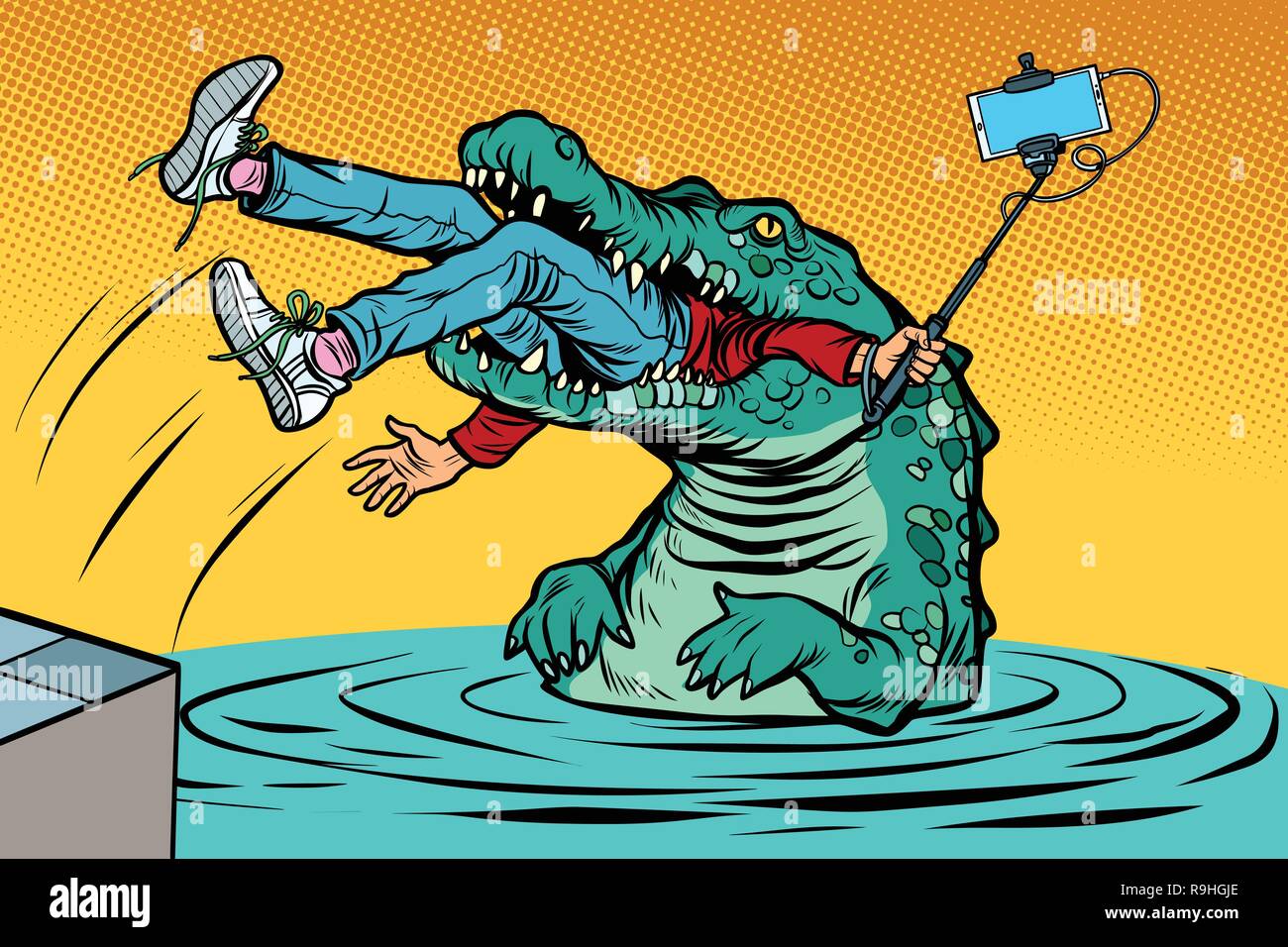 Crocodile attack Stock Vector Images - Alamy