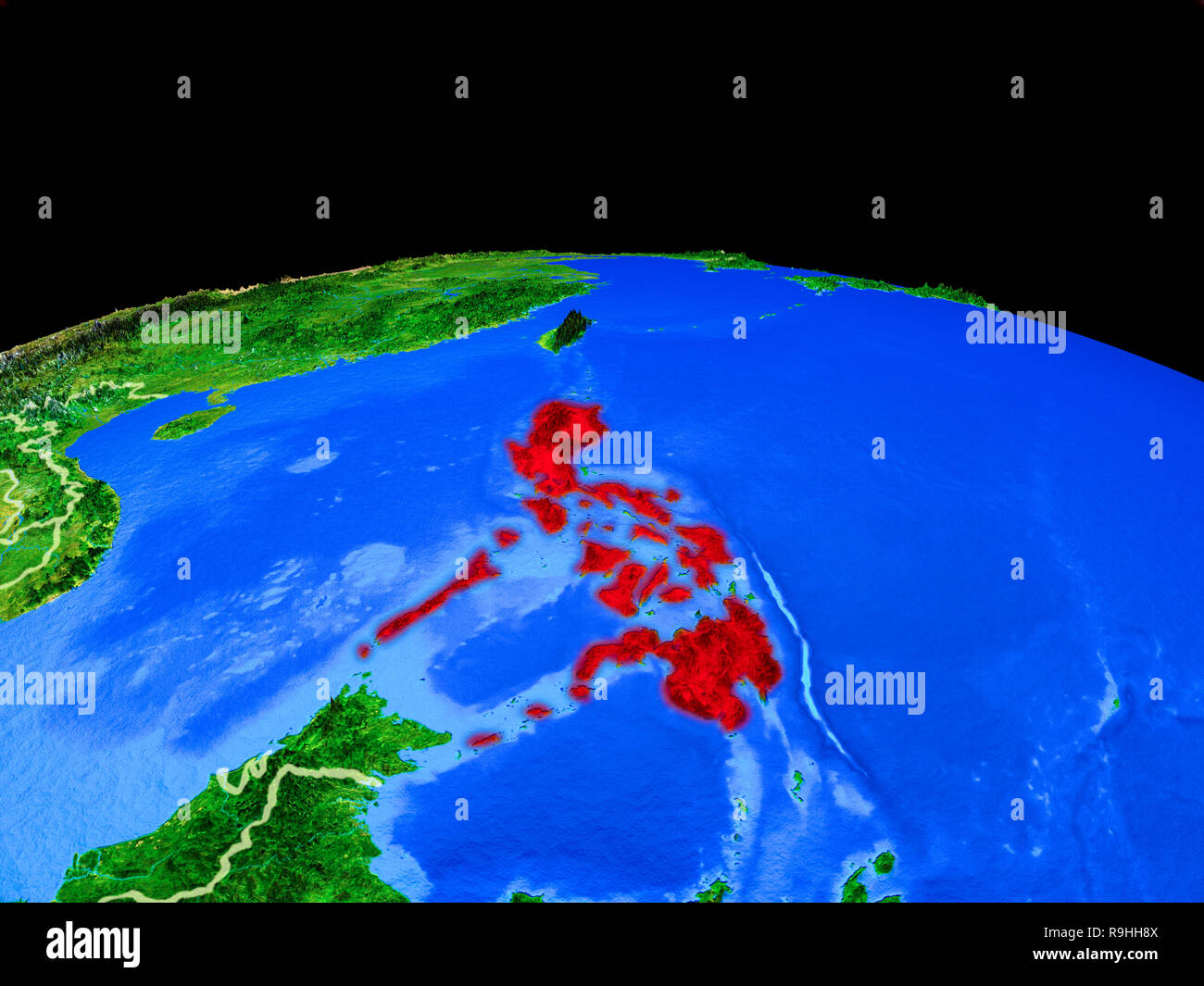 Philippines on model of planet Earth with country borders and very ...