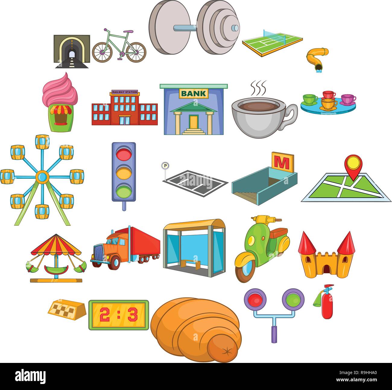 Infrastructure icons set, cartoon style Stock Vector Image & Art - Alamy