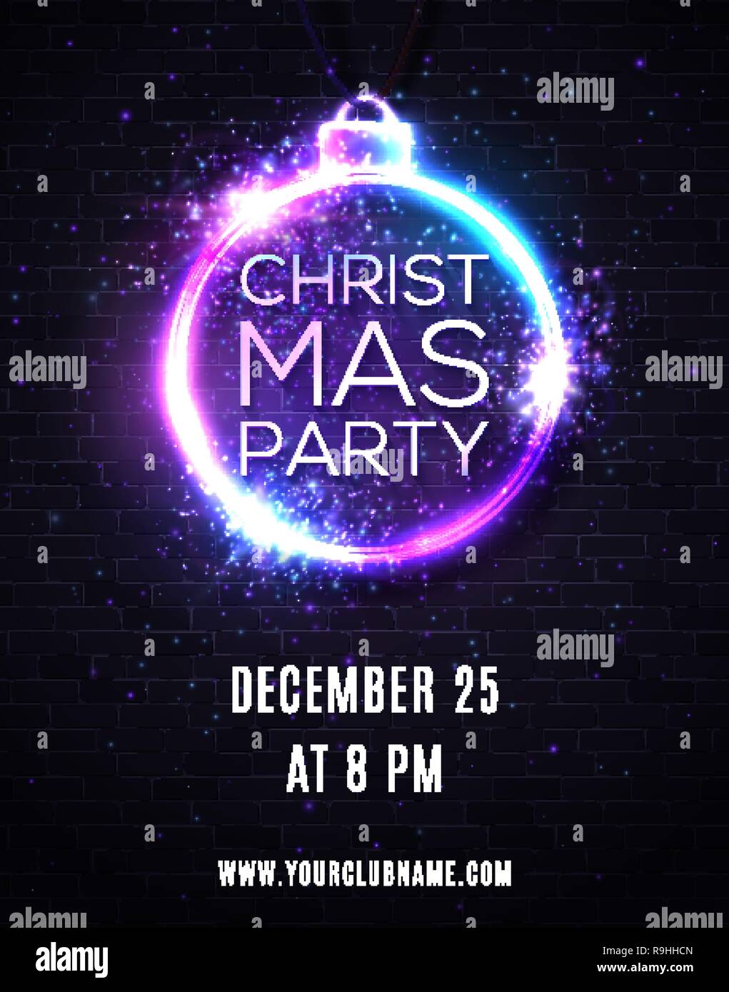 Christmas party night background with lights fireworks sparkle. Xmas ...