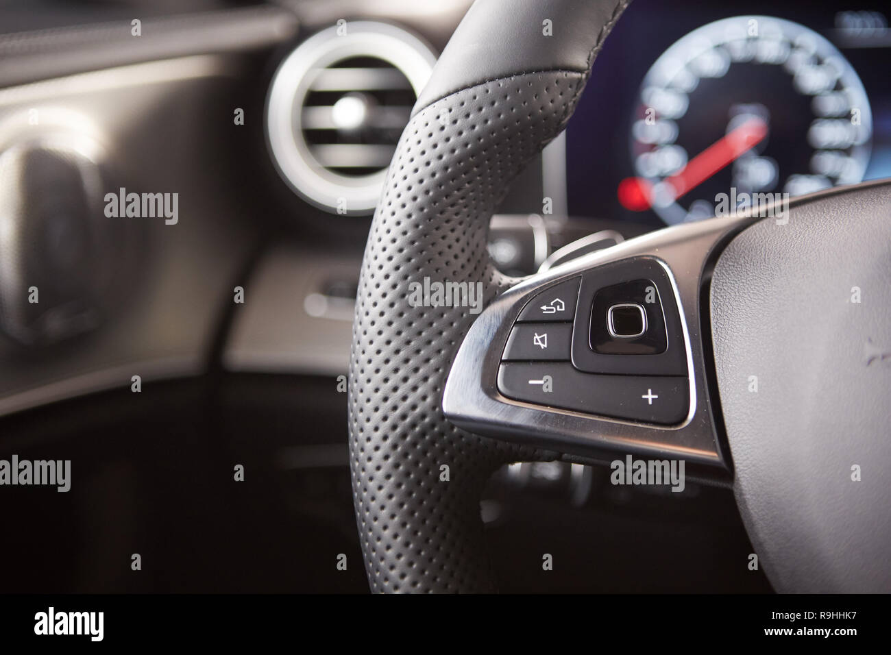 Control buttons on the steering wheel of a car Stock Photo - Alamy