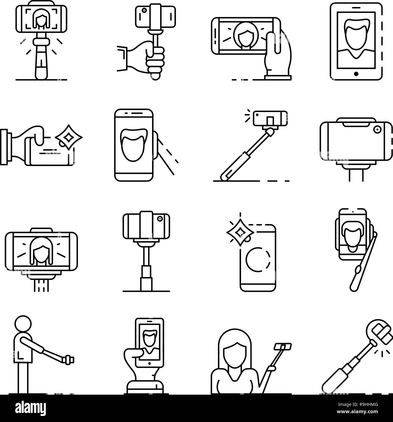 Selfie icon set, outline style Stock Vector Image & Art - Alamy