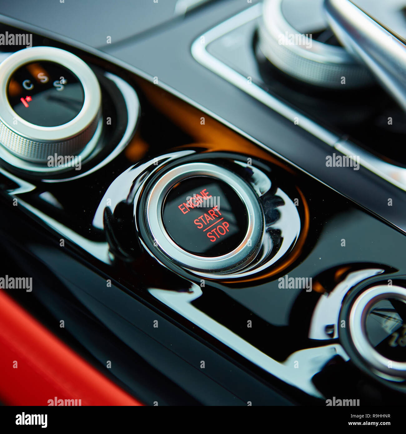 Start stop engine modern new car button Stock Photo - Alamy