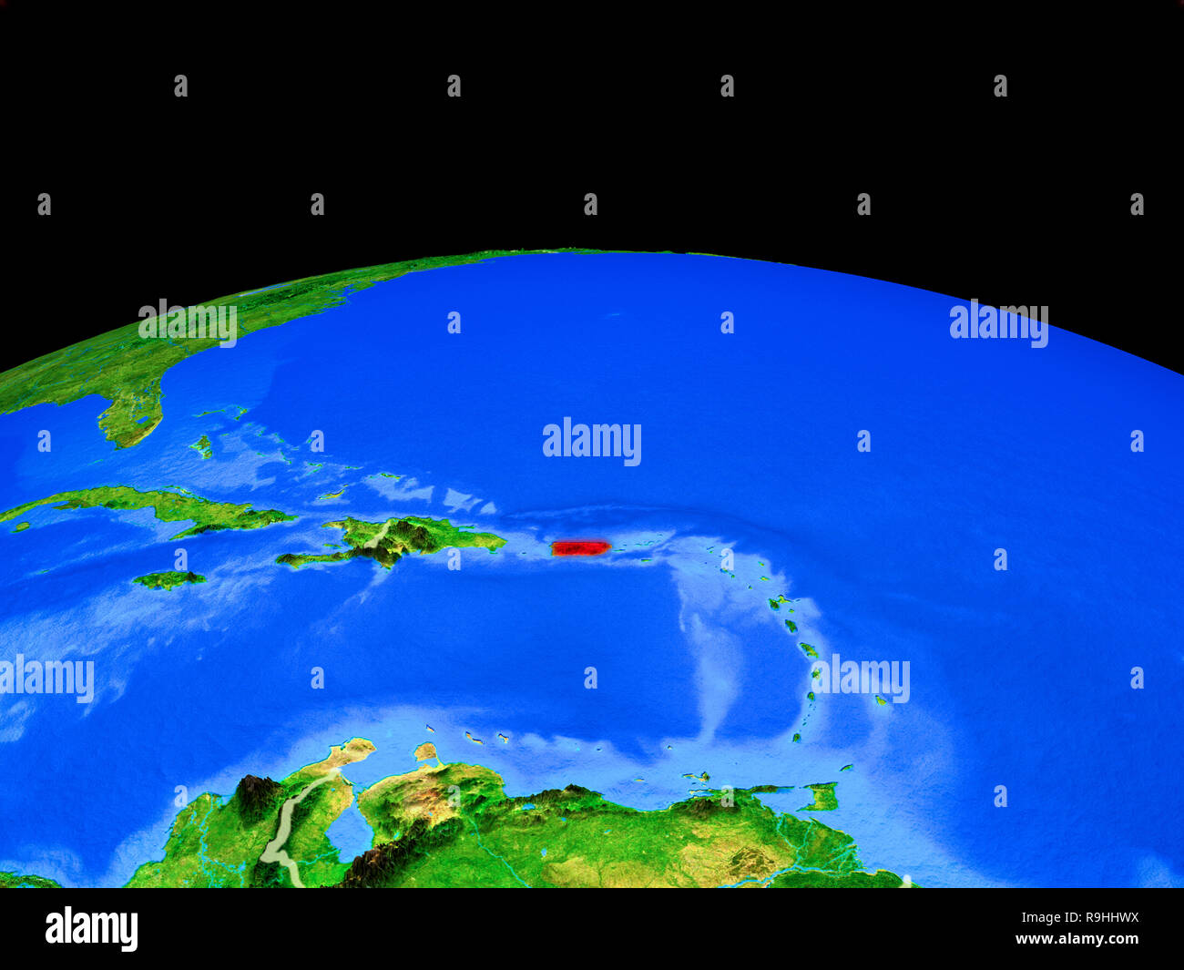 Puerto Rico on model of planet Earth with country borders and very ...