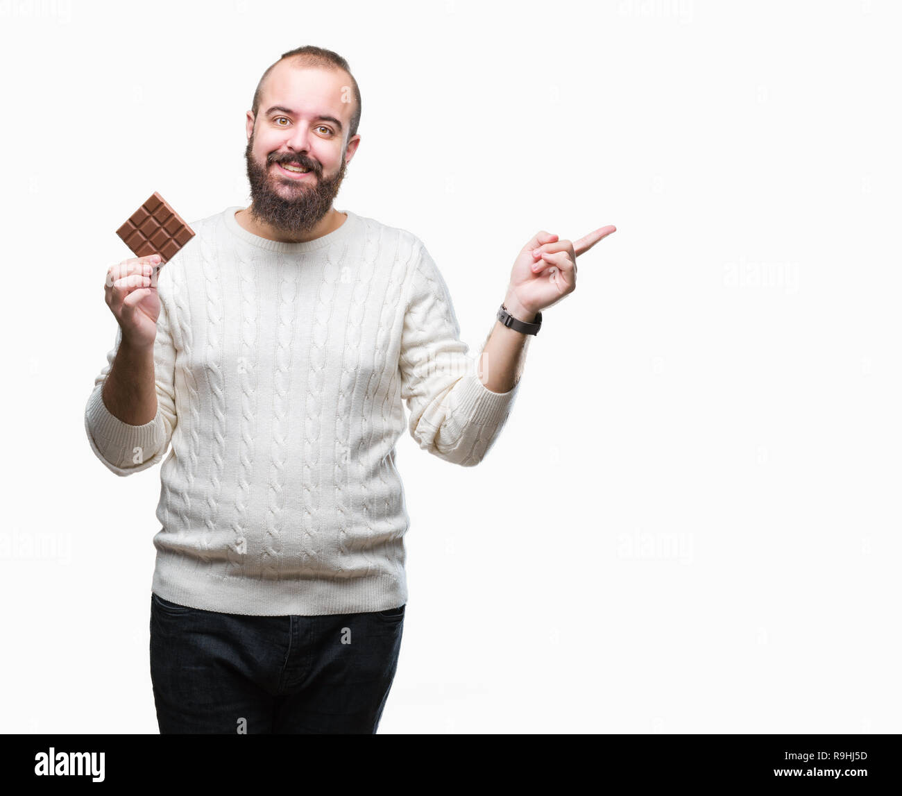Happy fat man eating chocolate Cut Out Stock Images & Pictures - Alamy