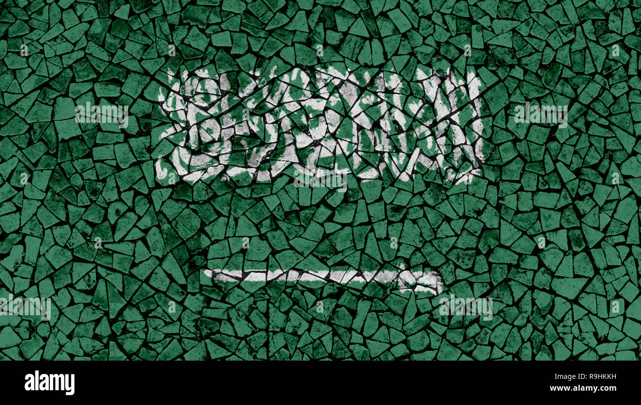 Mosaic Tiles Painting of Saudi Arabia Flag, Background Texture Stock ...