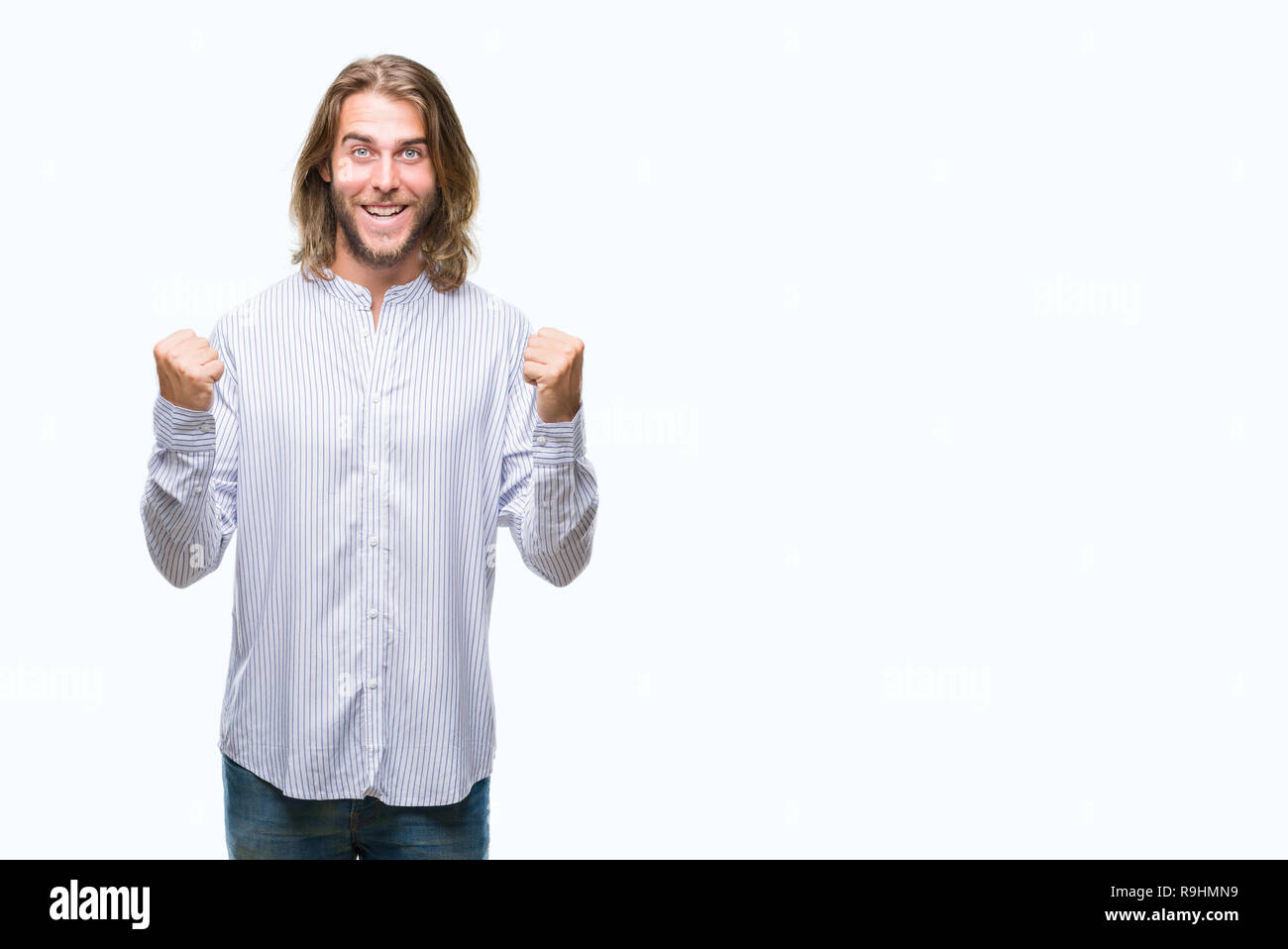 Hispanic man open arms smiling Cut Out Stock Images & Pictures - Alamy