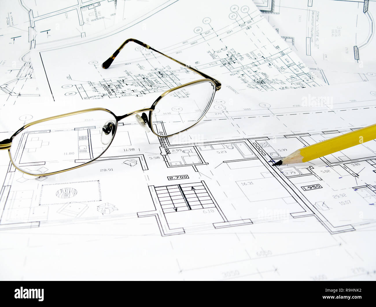 architectural drawing plan of house project - architecture, engineering ...